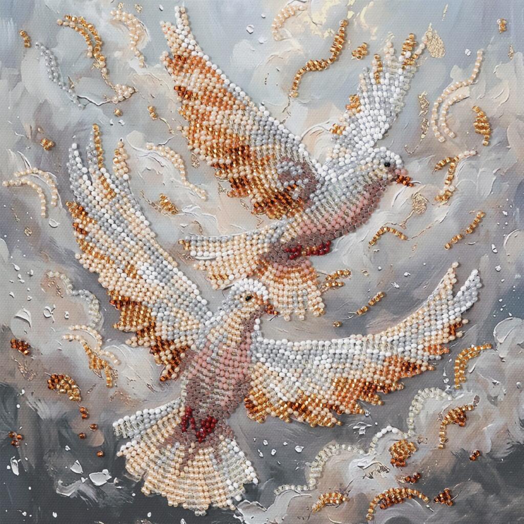 Bead Embroidery Kit Dance of the Doves DIY Abris Art – DIY-craftkits